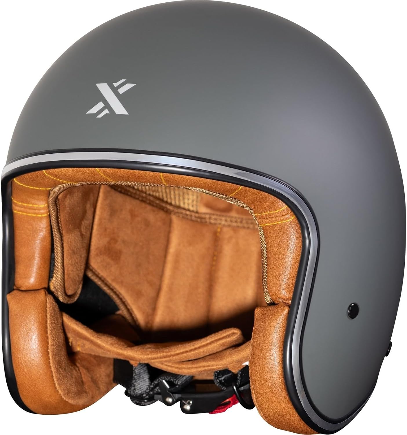 Shox Helmets Classic Solid Open Face Motorcycle Helmet XS Matt Gunmetal ...