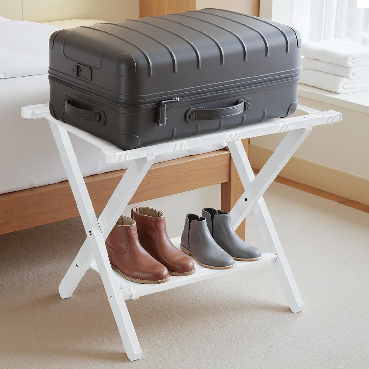 Amazon.com: IRIIJANE Foldable Luggage Rack for Guest Room - Double ...