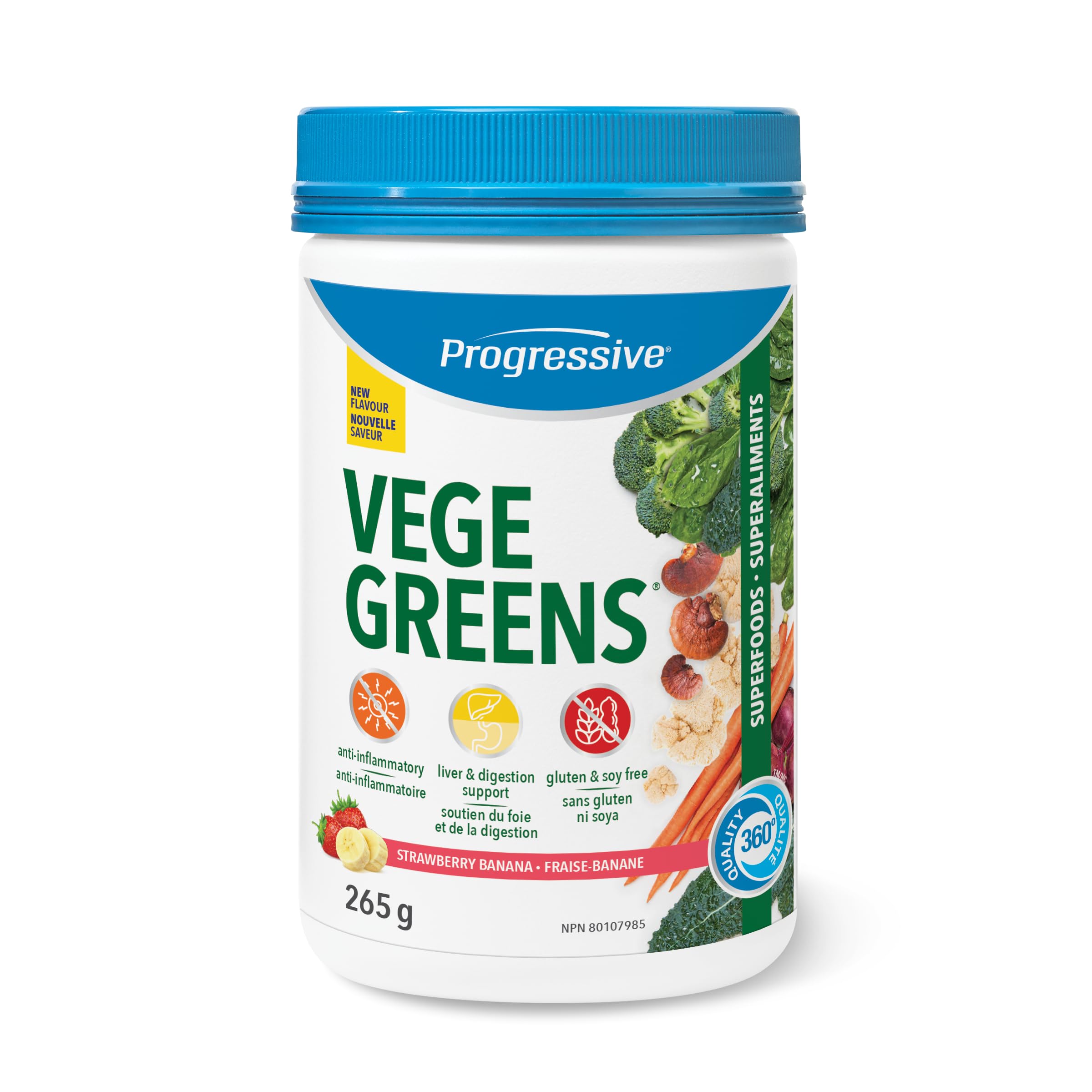 Progressive Vegegreens Strawberry Banana Flavour 265 g, Anti ...