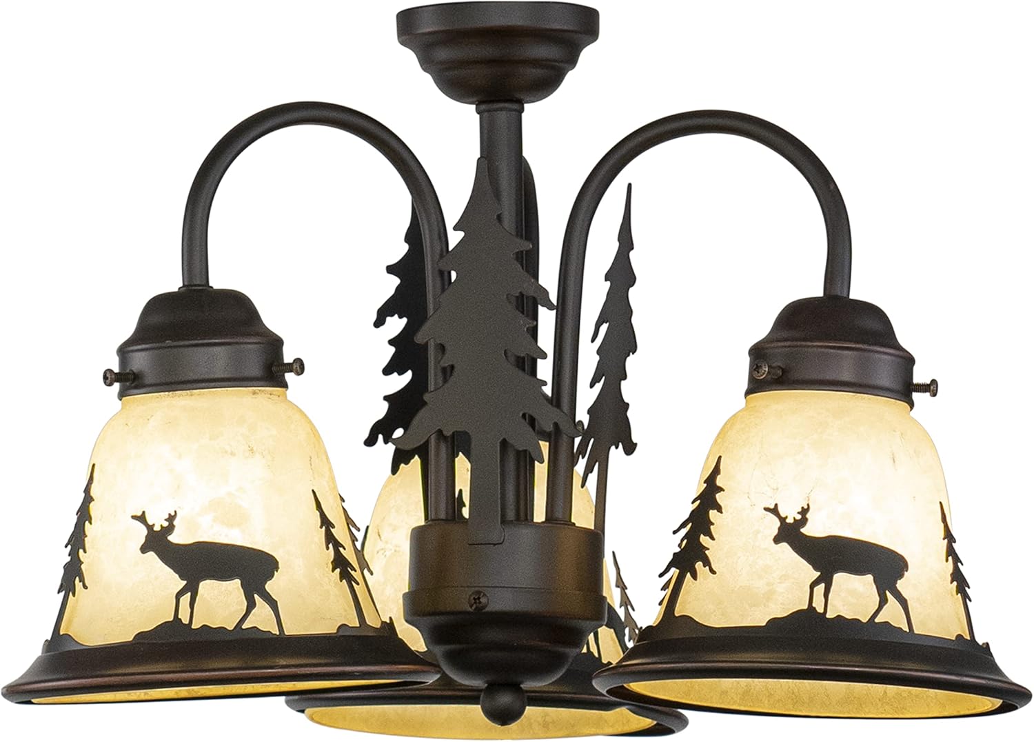 VAXCEL Bryce 3L LED Bronze Rustic Deer Mini Chandelier or Fan Light Kit ...