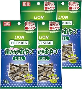 Amazon | ライオン ペットキッス PETKISS ネコちゃんの歯みがきおやつ にぼし フィッシュ 12g×4個 まとめ買い LIONPET | ペットキッス (PETKISS ...