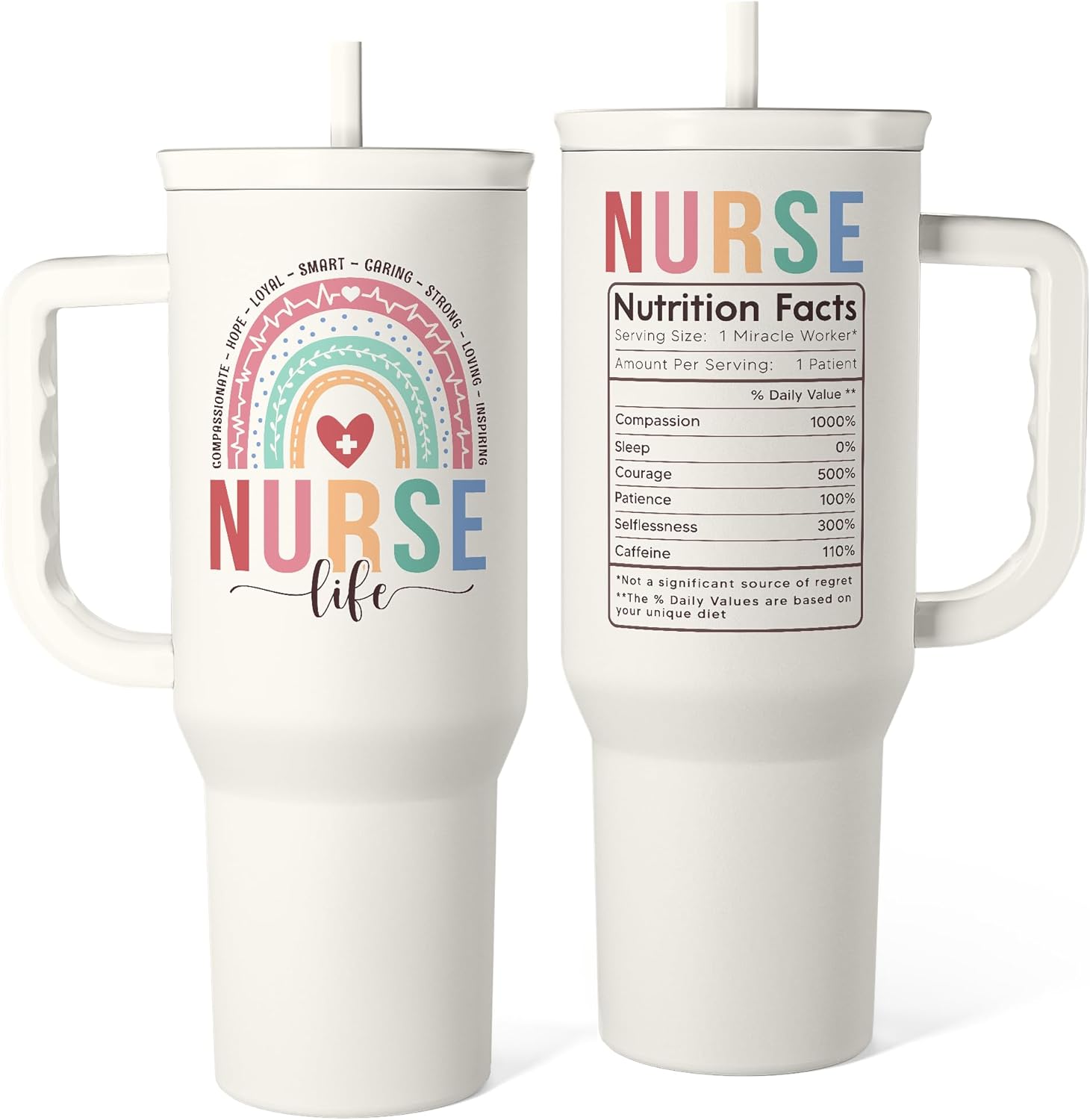 Amazon.com | SANDJEST Nurse Tumbler with Handle 40oz, Stainless Steel ...