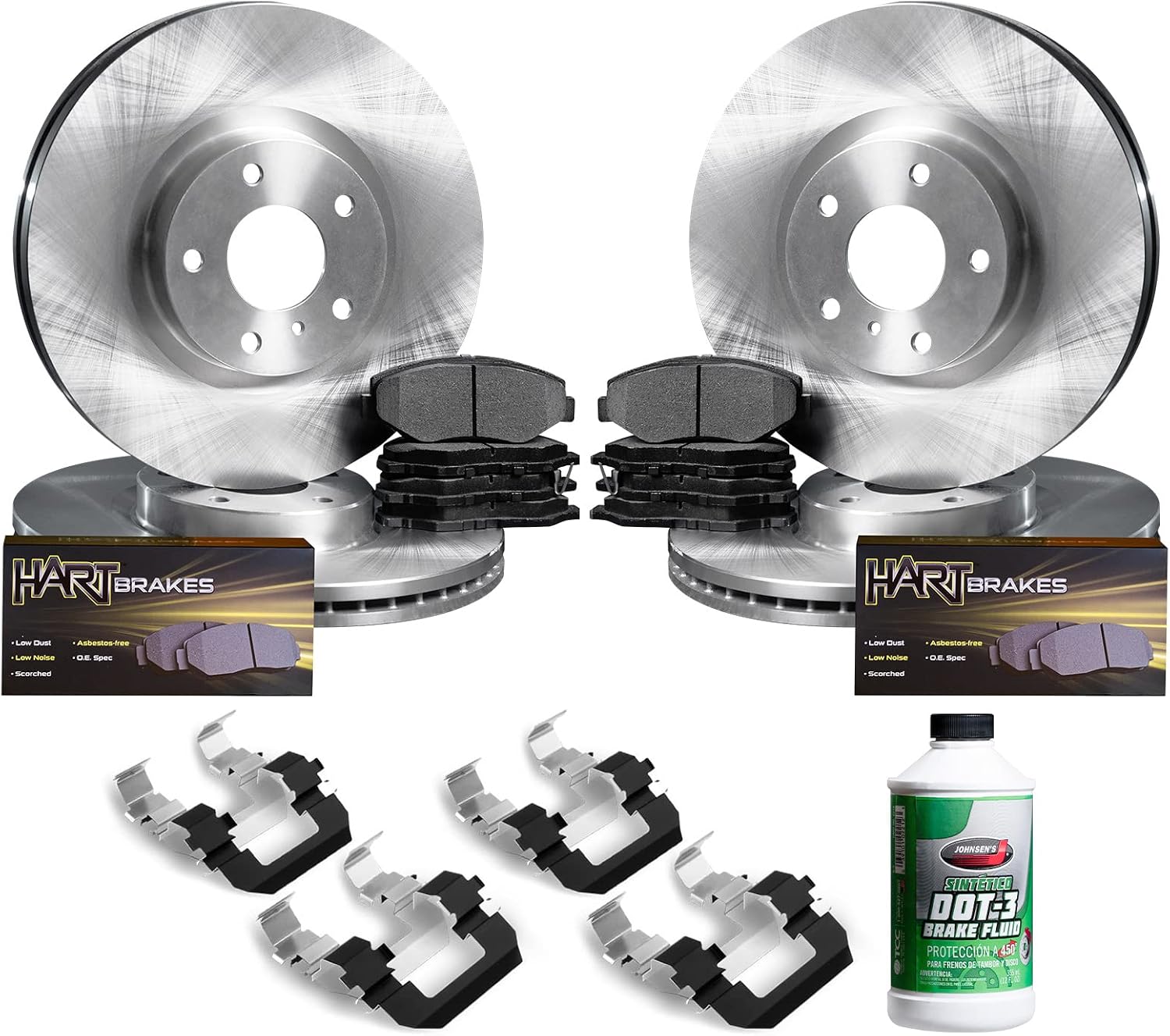 Hart Brakes Front Rear Brakes and Rotors Kit |Front Rear Brake Pads ...