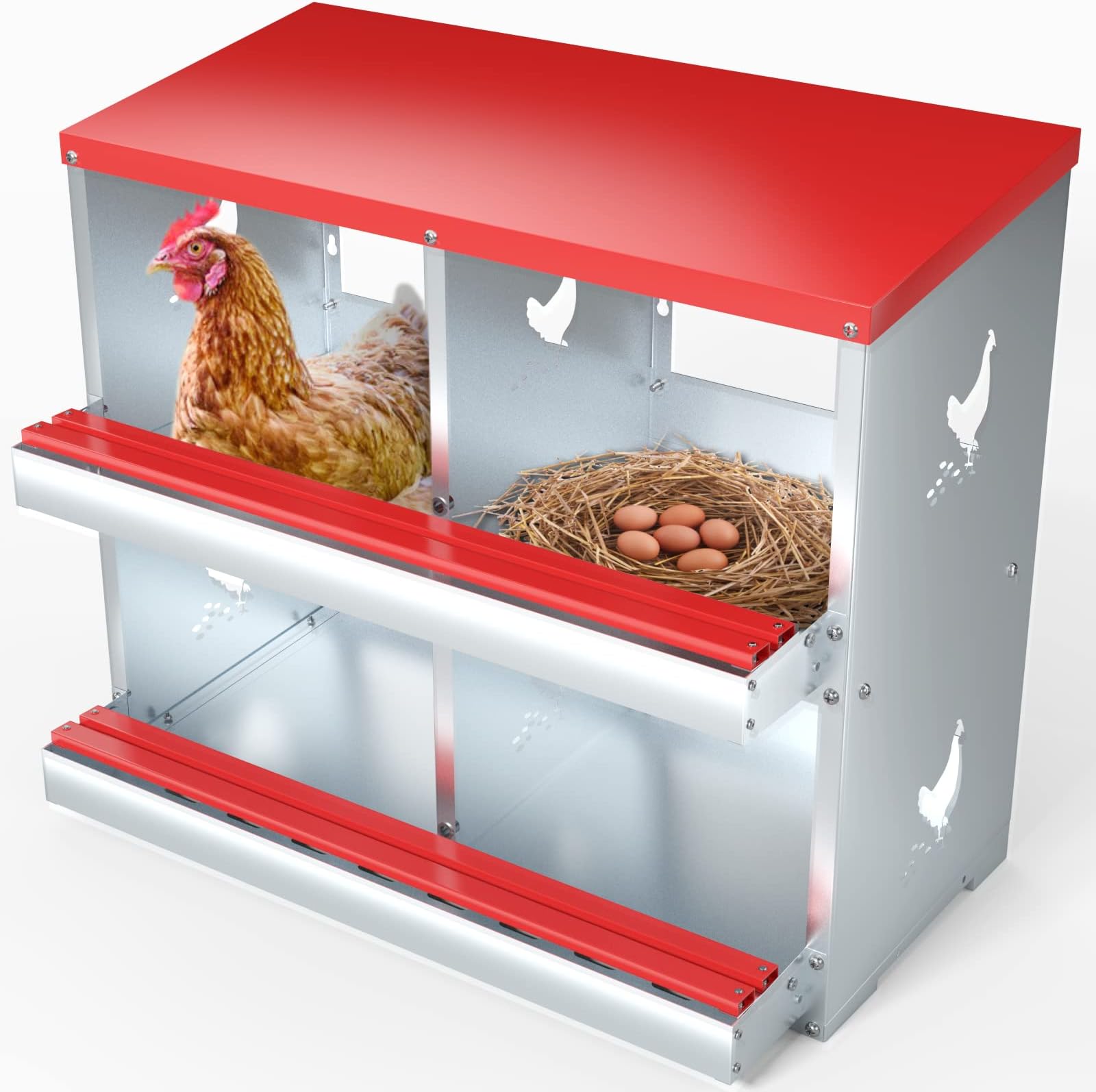Amazon.com: Kinchoix Chicken Nesting Boxes with Perch, 4 Compartment ...