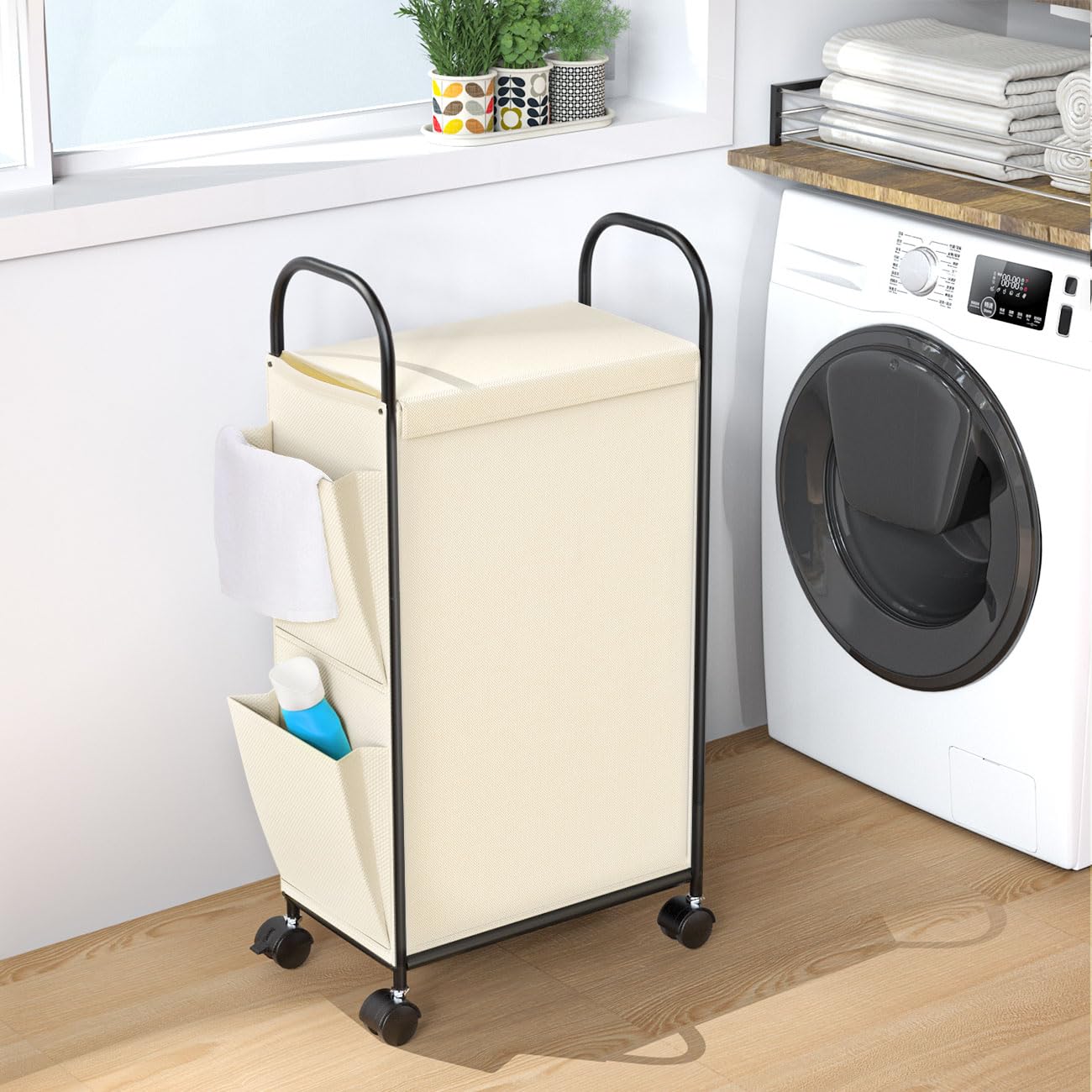 Amazon.com: Luxspire 75L Slim Laundry Hamper with Wheels, Rolling ...