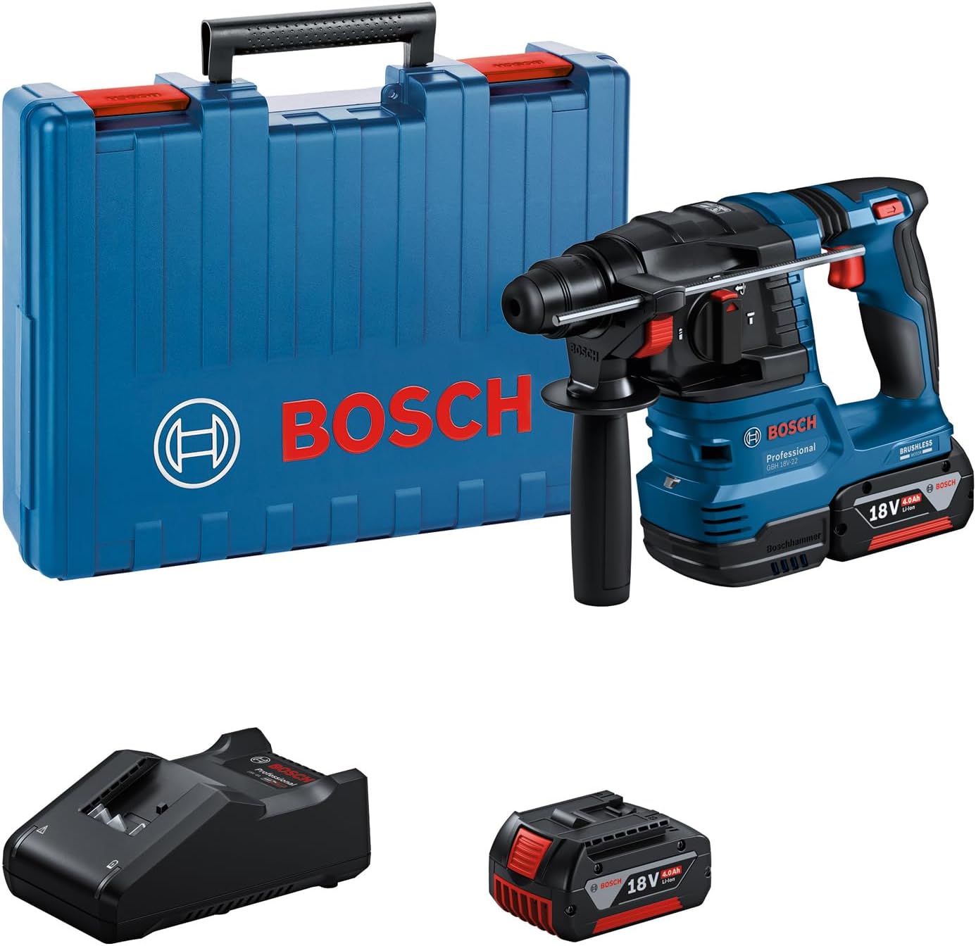 Bosch Professional 18V System Cordless Rotary Hammer GBH 18V-22 (with SDS Plus, Ideal for ...