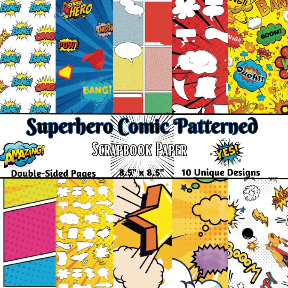 Superhero Comic Patterned Scrapbook Paper: Super Hero Themed ...