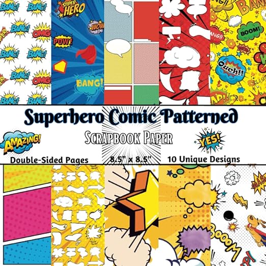 Superhero Comic Patterned Scrapbook Paper: Super Hero Themed ...