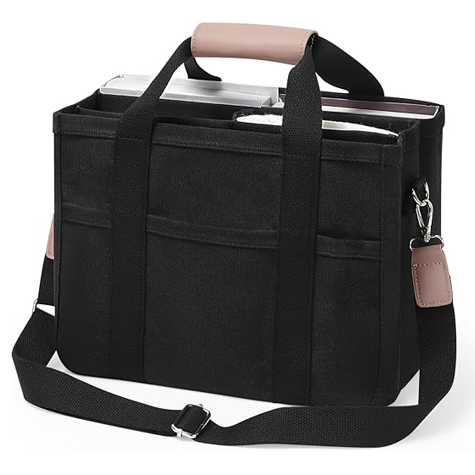 Amazon.com | Aiyify Canvas Tote Bag with Compartments Multi Pockets ...