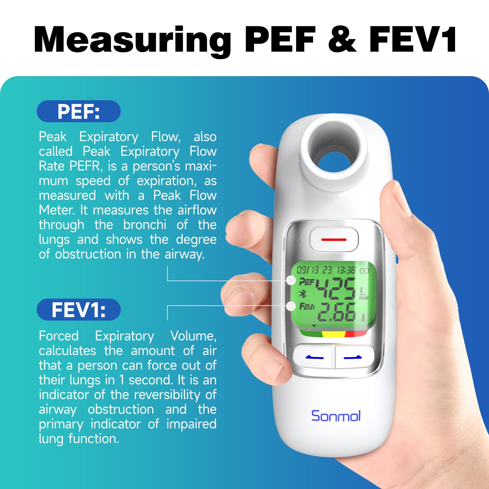 Snapklik.com : Peak Flow MeterPortable Peak Flow Meter Test PEF & FEV1 ...