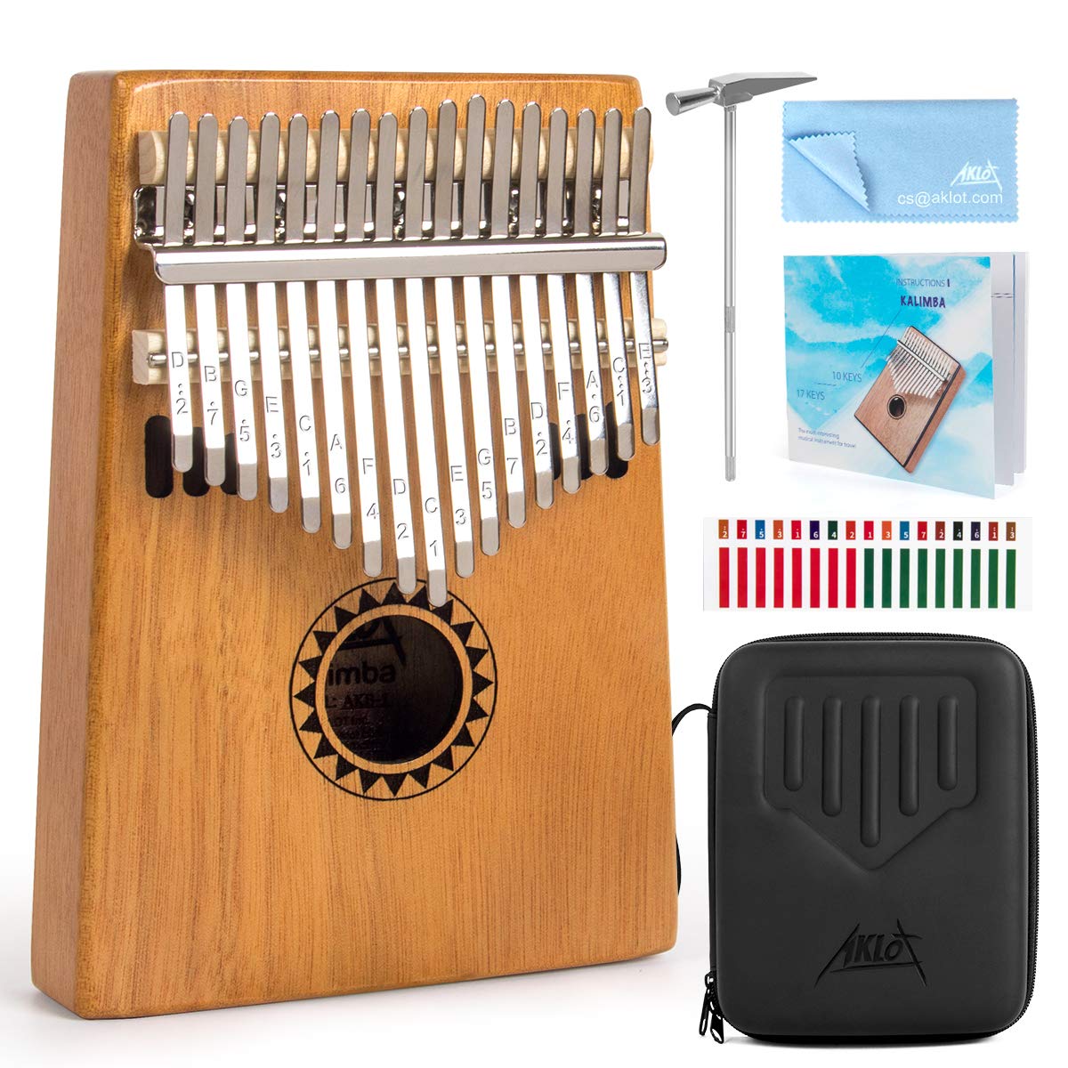 Amazon.com: Kalimba Thumb Piano, AKLOT 17 Keys Finger Piano Solid Wood ...