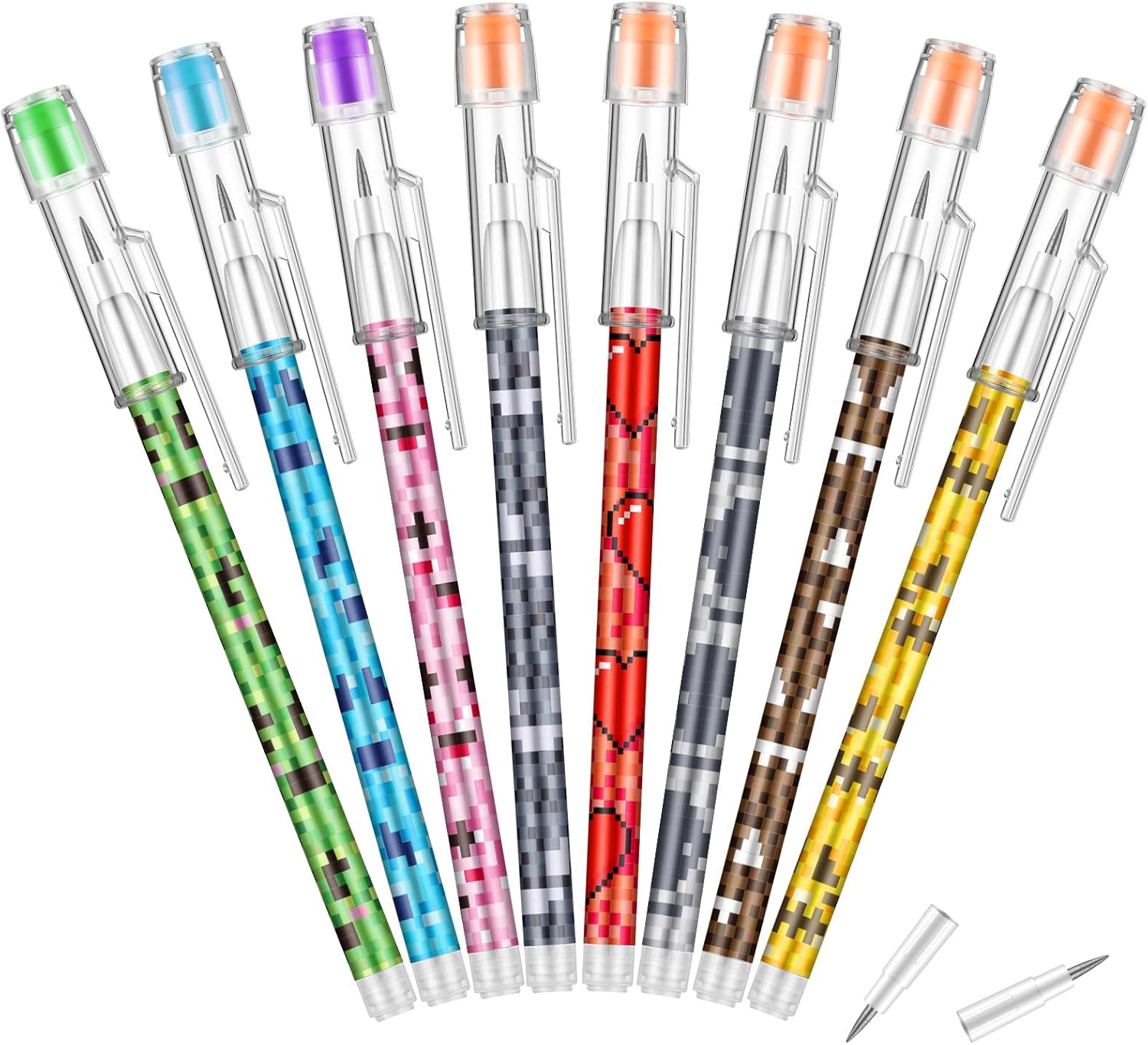 Amazon.com: 48 Pieces Pixel Miner Themed Stackable Multi Point Pencils ...