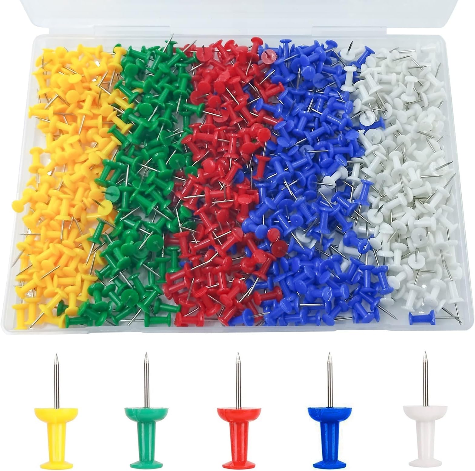 Amazon.com: DEEINN Push Pins Tacks, Clear Plastic Head, Steel Point ...
