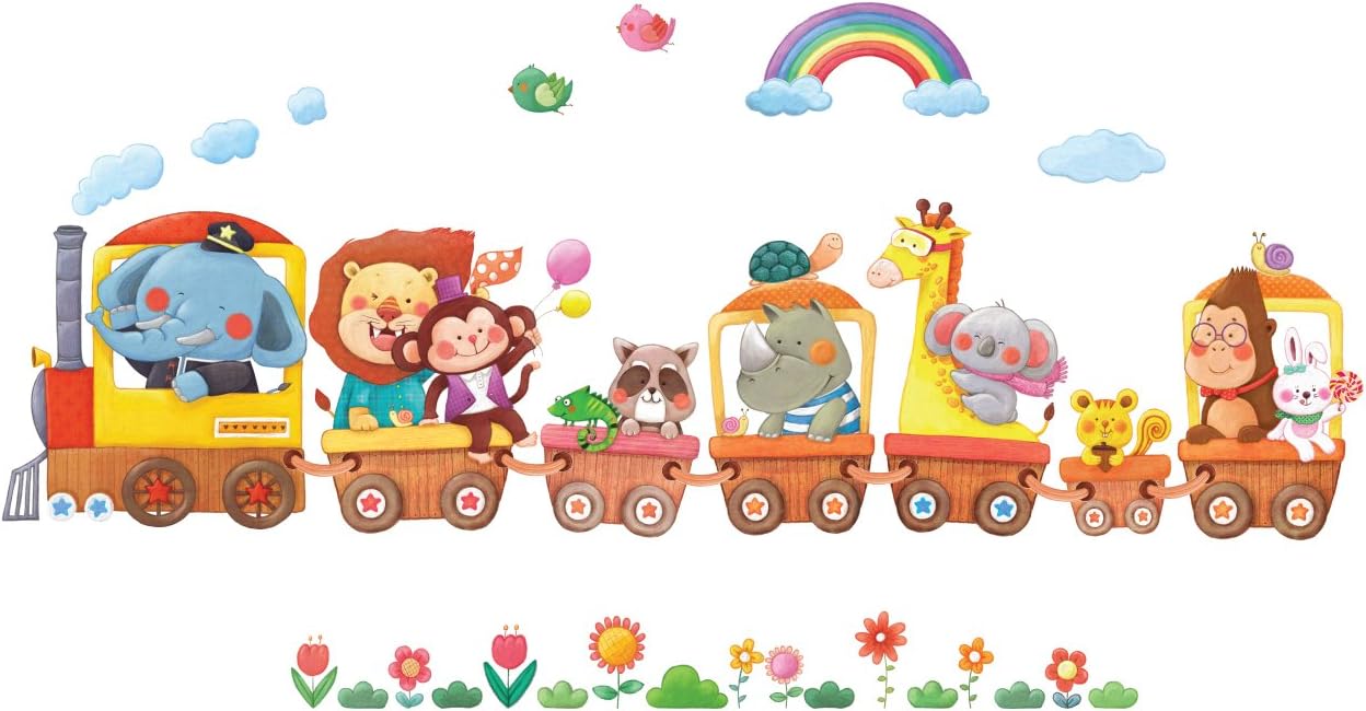Amazon.com: Train Number Kids Wall Stickers, Learning Colors Figures ...