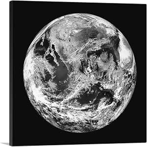 Amazon.com: ARTCANVAS NASA Black White Planet Earth Canvas Art Print ...