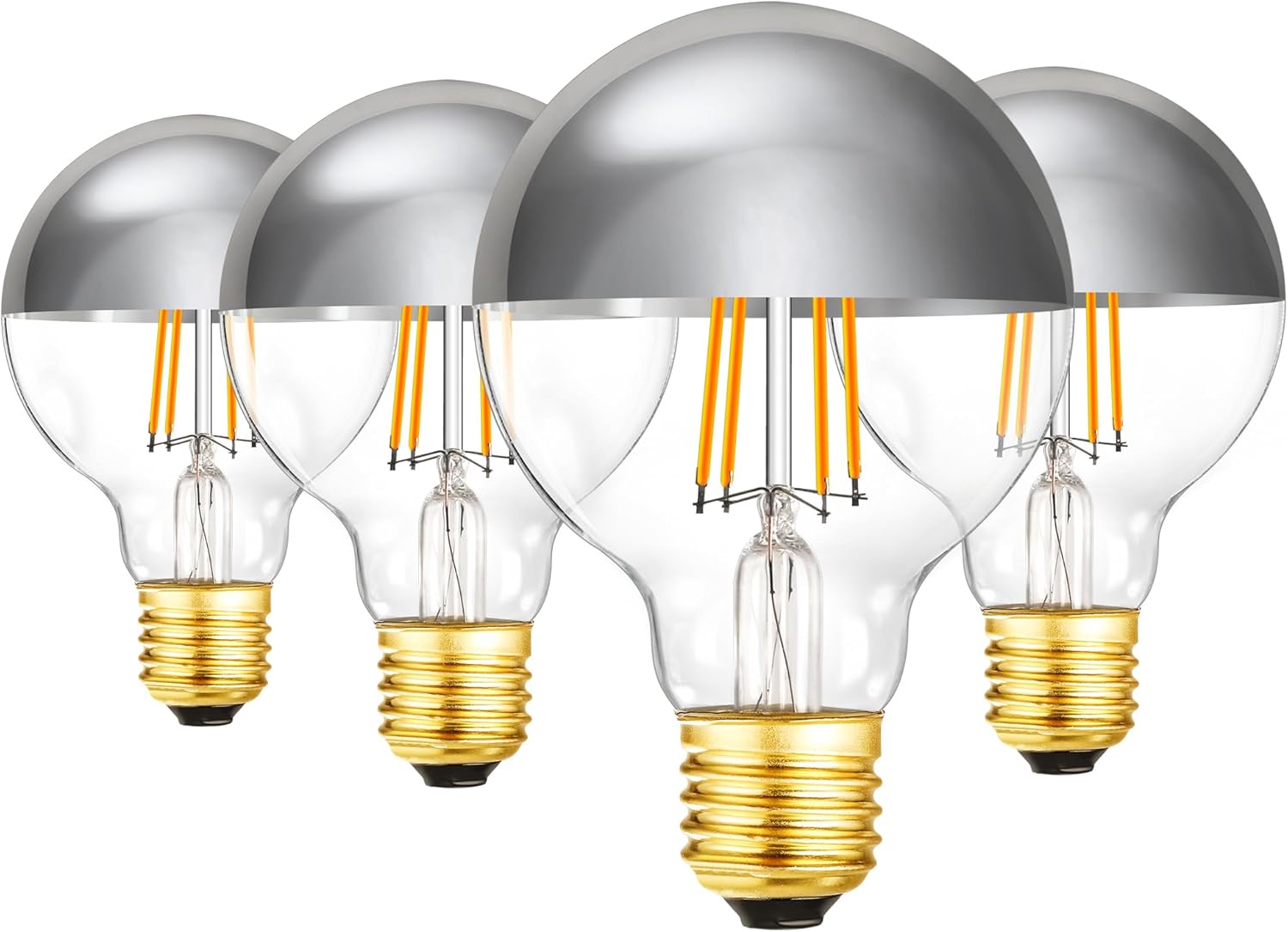 Dimmable Half Chrome Light Bulb, 6W (60W Eqv.), Anti Glare LED Light ...