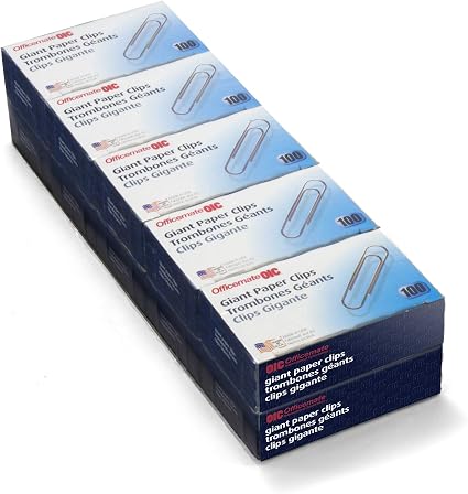 Officemate Giant Paper Clips, Pack of 10 Boxes of 100 Clips Each (1,000 ...