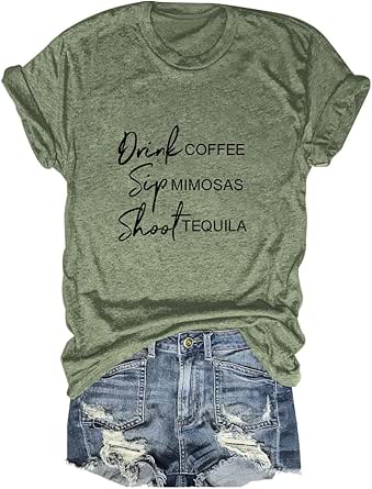 Day Drinking Shirt Women Drink Coffee Sip Mimosas Shoot Tequila Tees ...