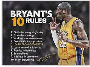 Amazon.com: generic Kobe Bryant 10 Rules Poster Mamba Mentality Art ...