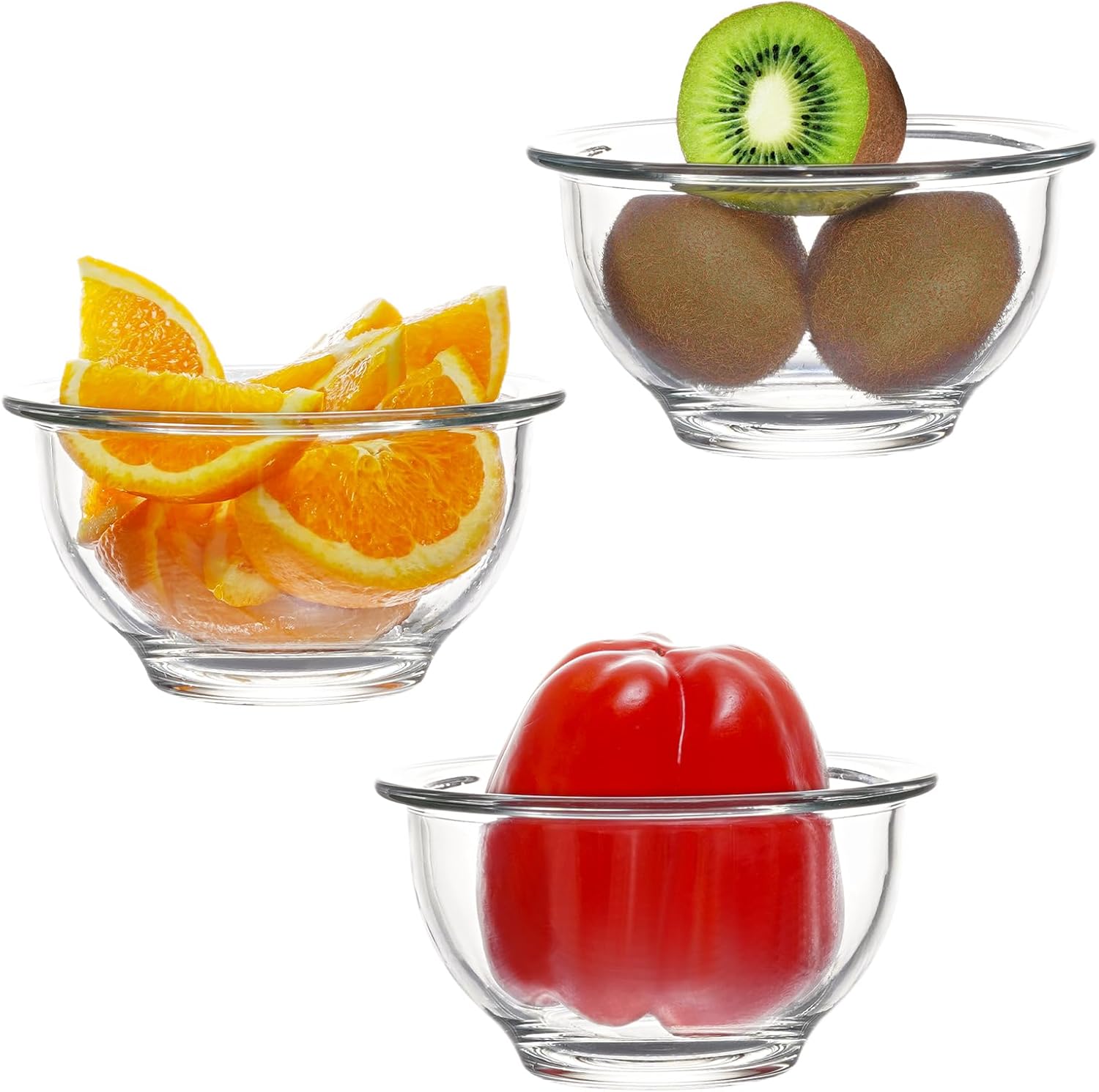 Amazon.com: NUTRIUPS 4.5 Inch Small Glass Bowls Set of 3, 16.5oz Glass ...