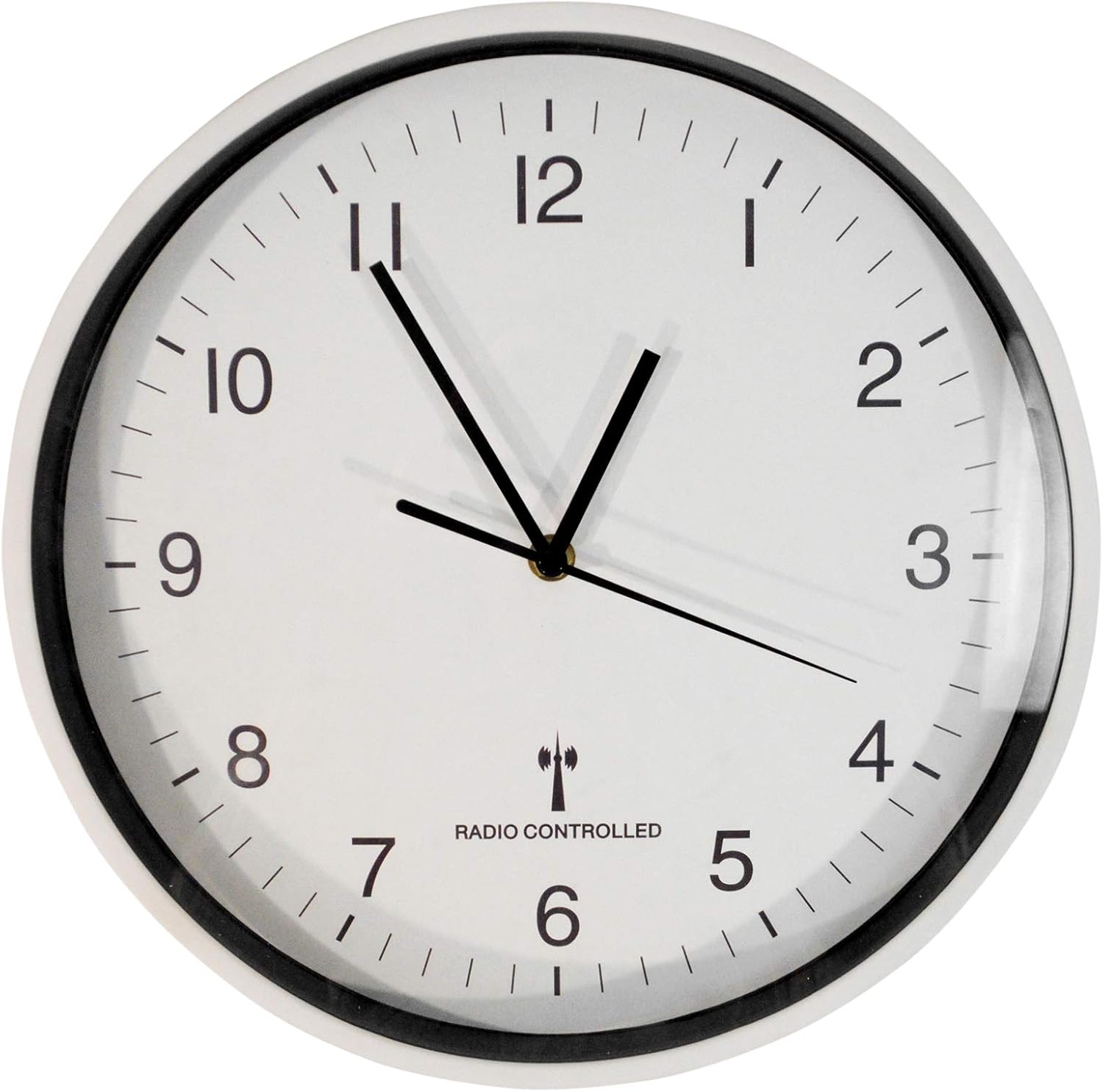 Netagon Large Round White Wall Mounted 25cm Radio Controlled Clock ...