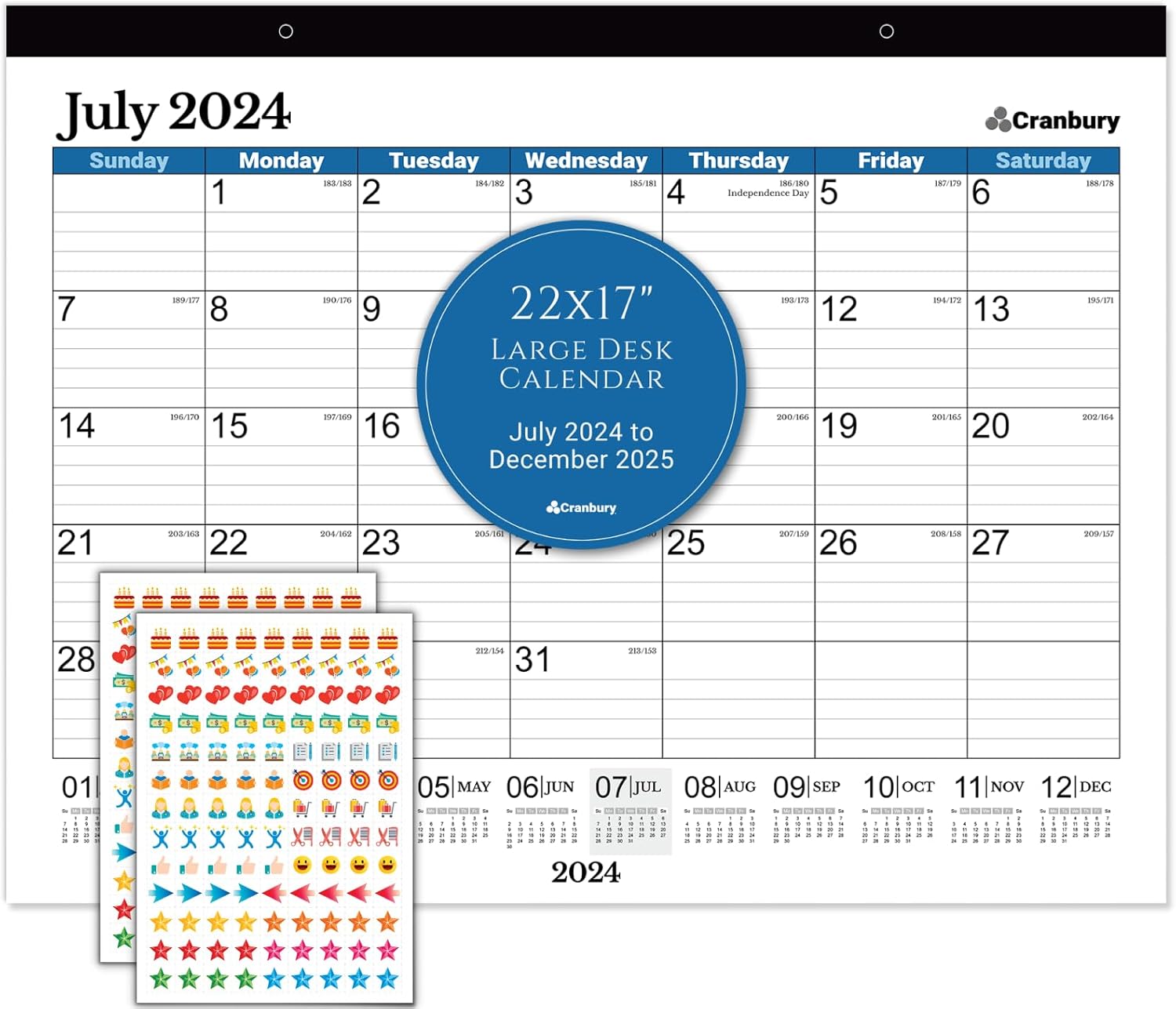 Cranbury Large Floral Desk Calendar - 22x17 Inch - 18 Month Planner for ...