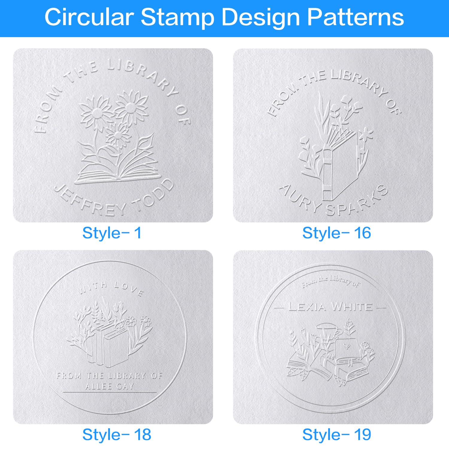 Personalized Library Stamp Custom Text Logo Personalized Book Embosser ...