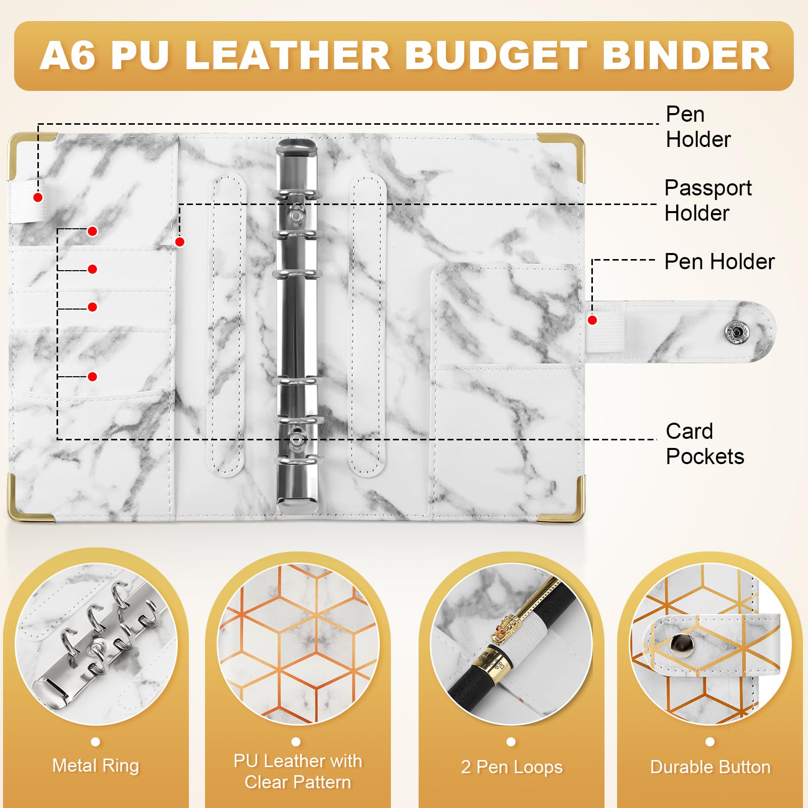 Snapklik.com : Toplive PU Leather A6 Notebook Binder Cover, Planner ...