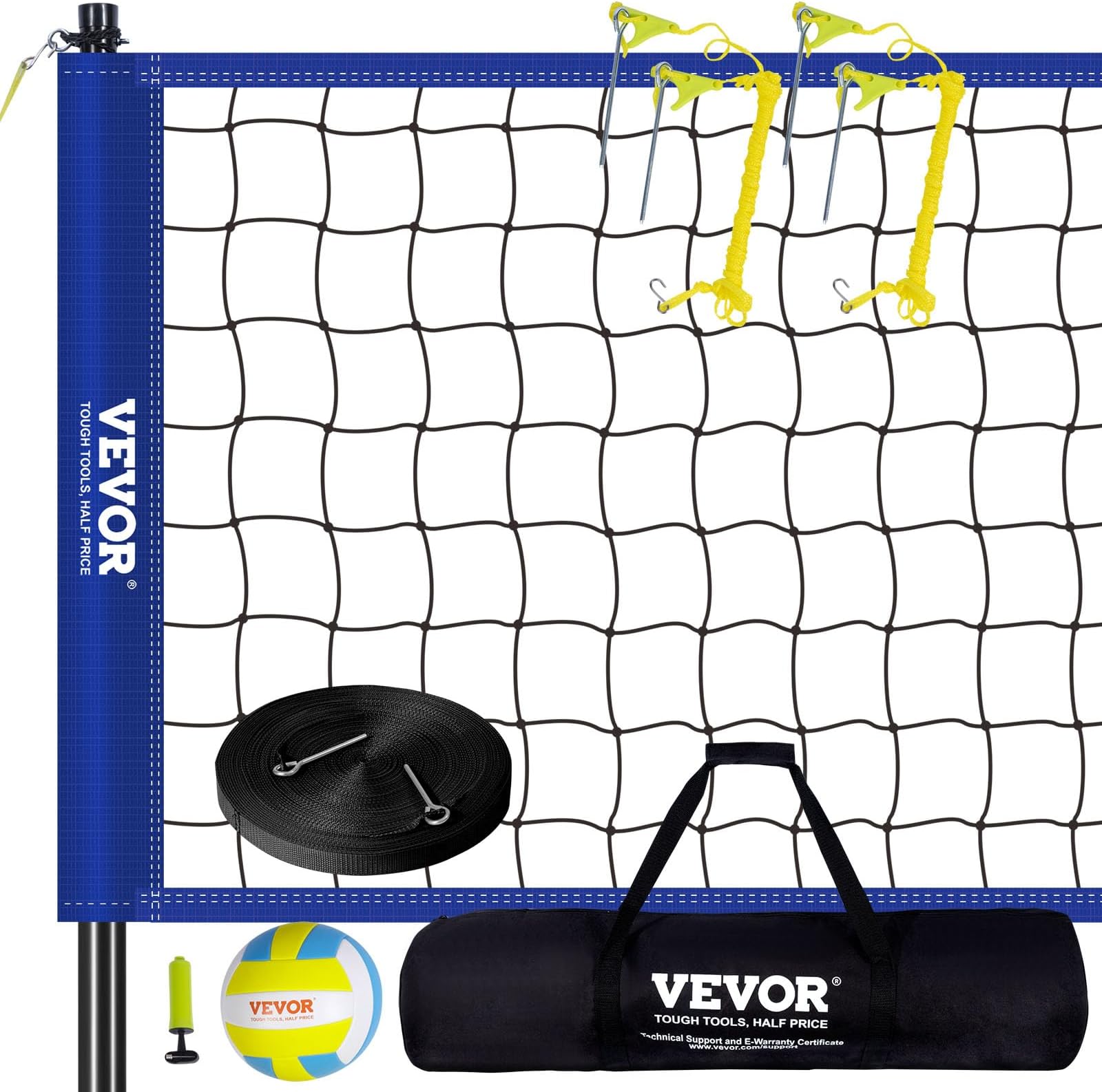 VEVOR Outdoor Portable Volleyball Net System, Adjustable Height Steel ...