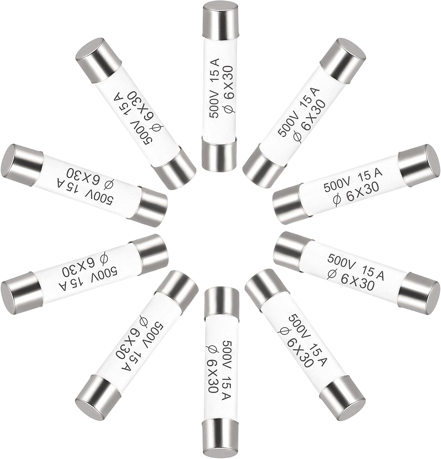 Ceramic Cartridge Fuses 15A 500V 6x30mm Ceramic Fuses Fast Blow ...
