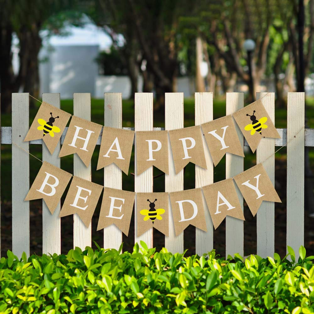 First Bee Day Decorations Happy BEE Day Banner DIY / Bumblebee Party ...