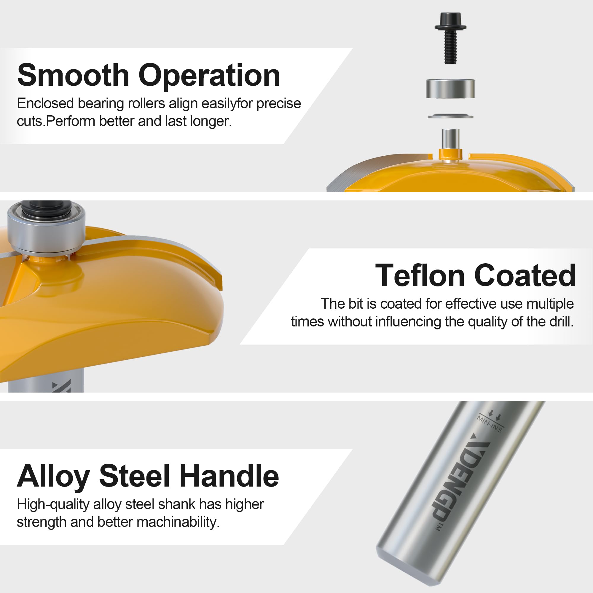 Snapklik.com : XDENGP Cove Raised Panel Router Bits 1/2 Shank For Cove ...