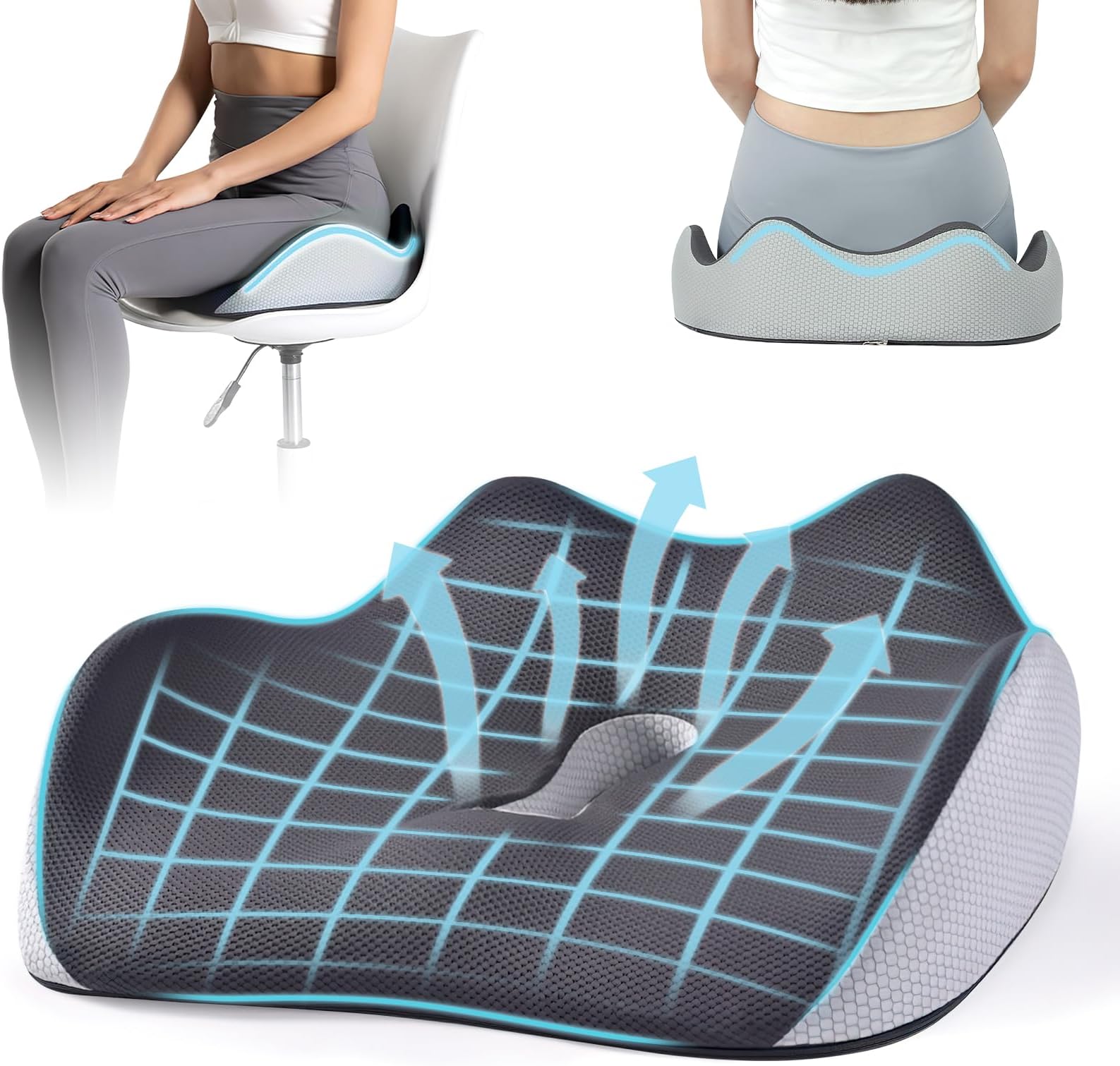 ZQSQD Cojin para Coxis y Ciatica Lumbar, Cojín para Silla de Oficina ...