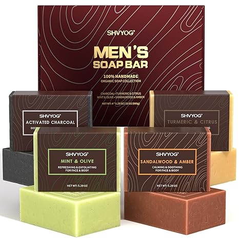 Amazon.com : SHVYOG Mens Soap, 4 Pack Mens Bar Soap, Gift for Men ...