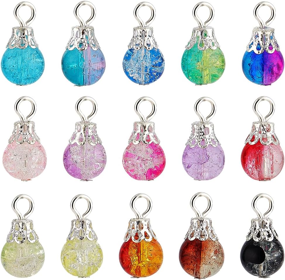 Amazon.com: Hicarer 100 Pieces Assorted Colors Crystal Dangle Charms ...