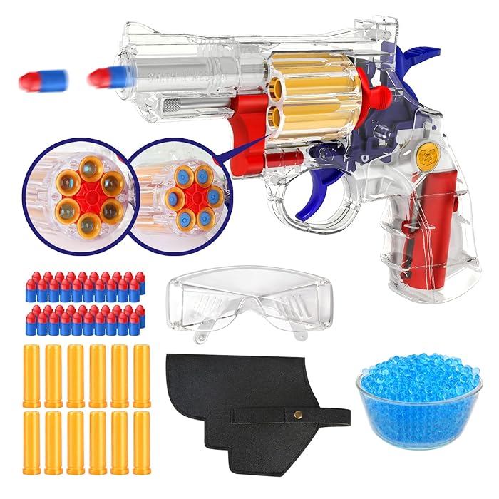 Buy Soft Bullet Toy Gun Revolver with 1000 Water Beads 40 Soft Bullets ...