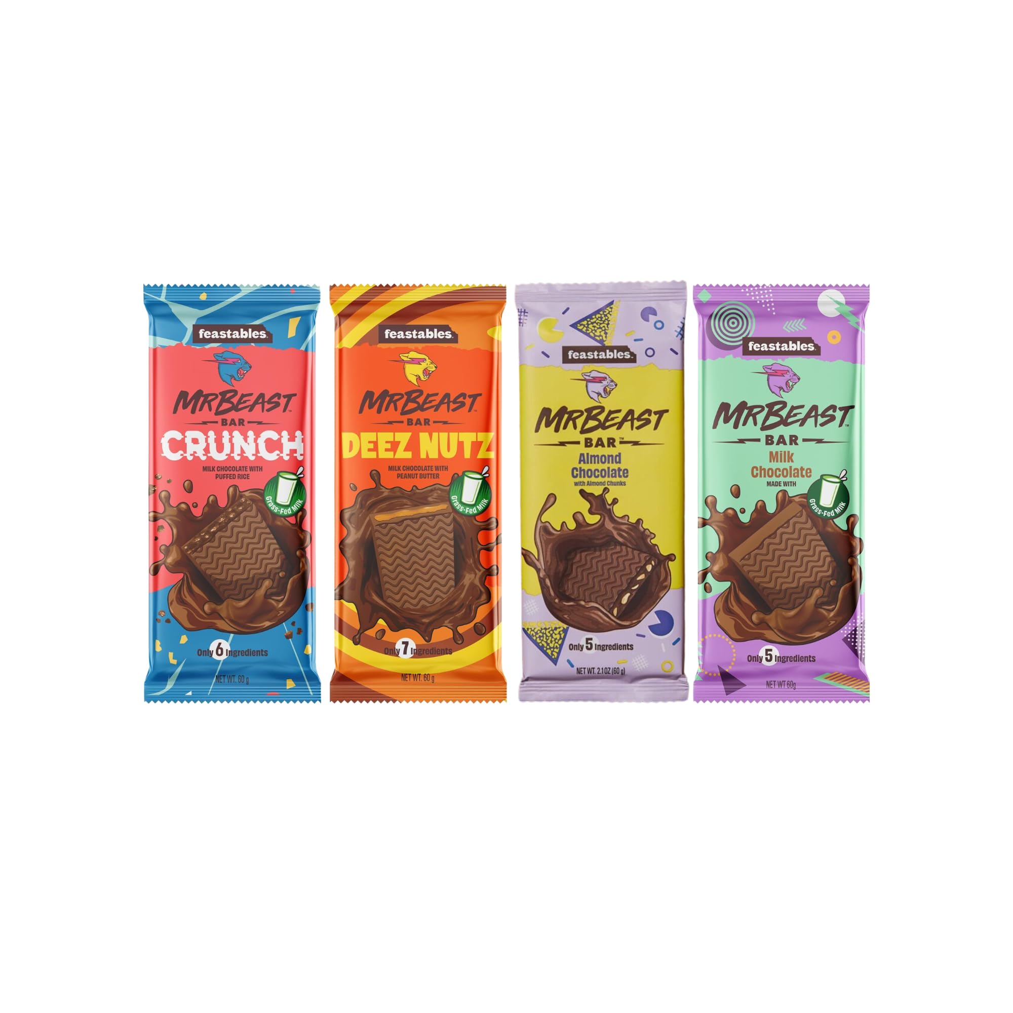 Buy Mr Beast Feastable Chocolate Bar Mix Bundle - x1 Milk Chocolate, x1 ...