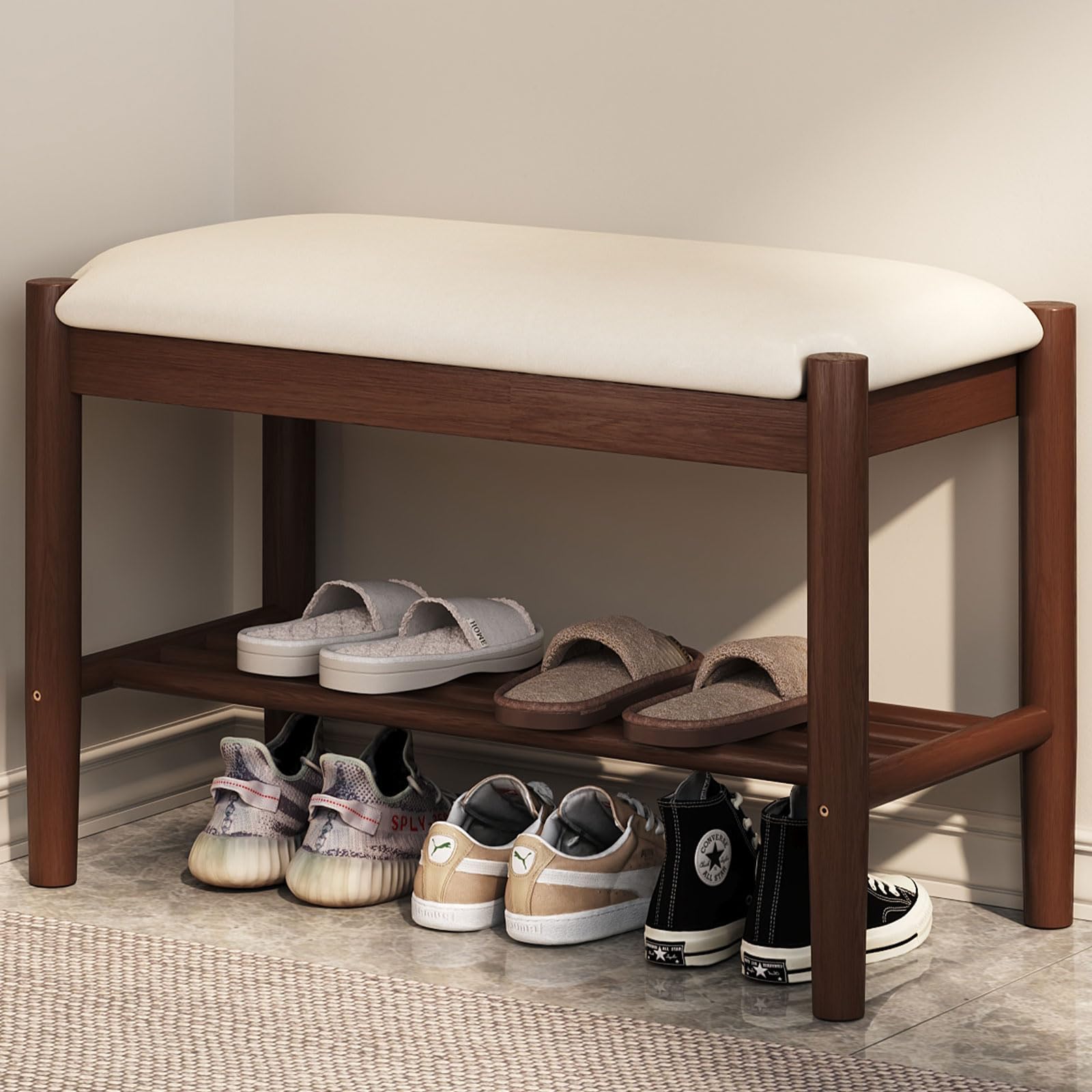 Amazon.com: Buzleer Solid Wood Shoe Bench with Lift-Up Cushion Storage ...