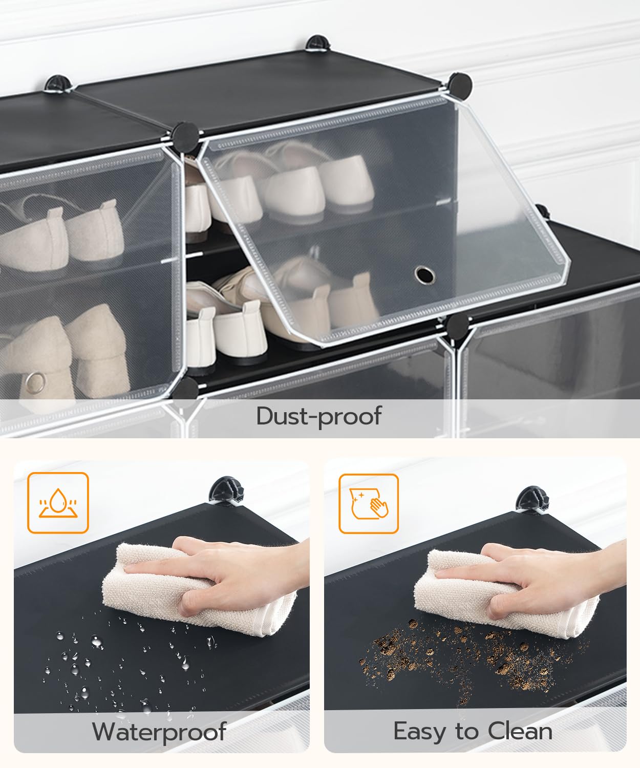 HOOBRO Shoe Organizer, 6 Cube Shoe Rack with Door, Holds 24 Pairs of ...