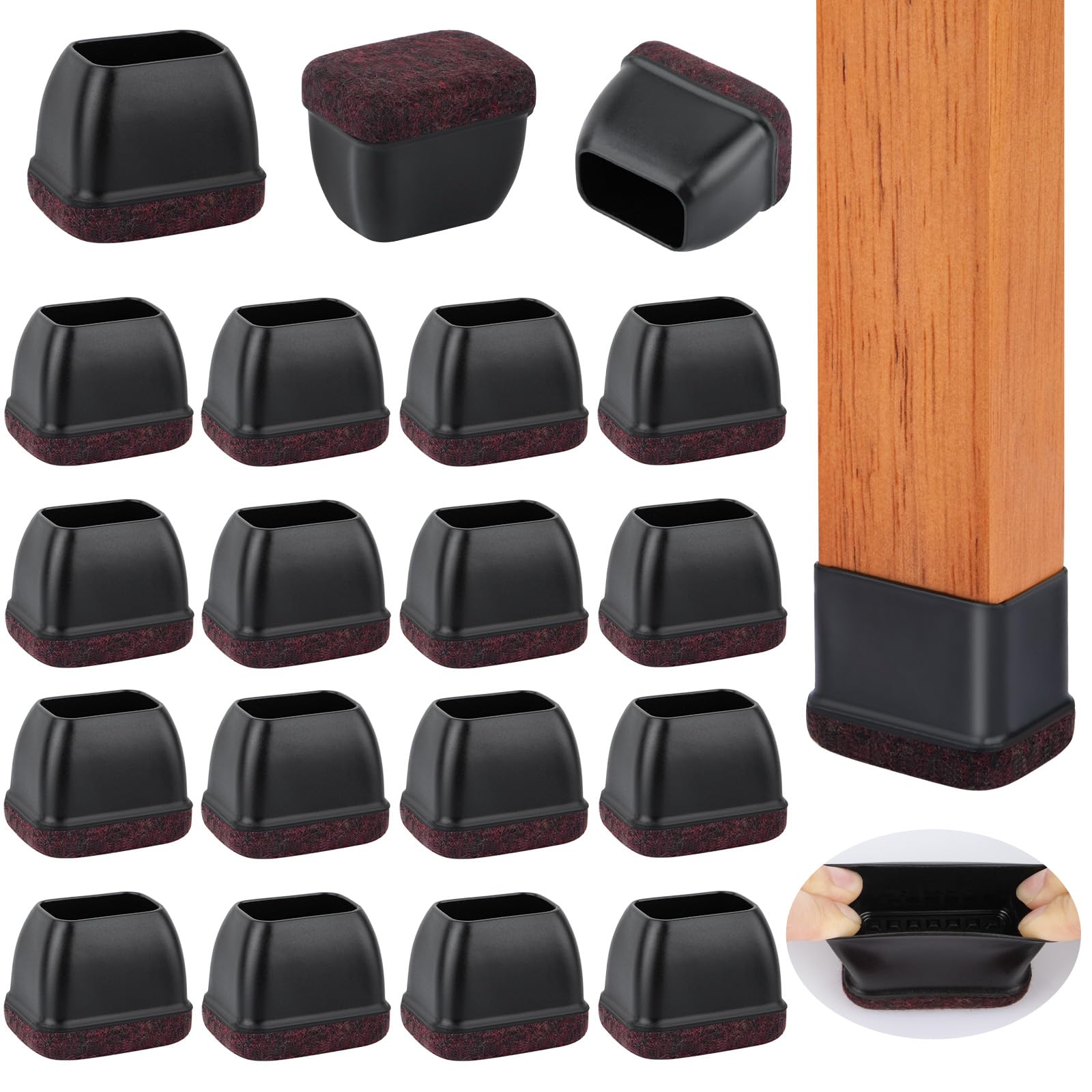 16 Pcs Rectangle Chair Leg Floor Protectors, Silicone Chair Leg ...