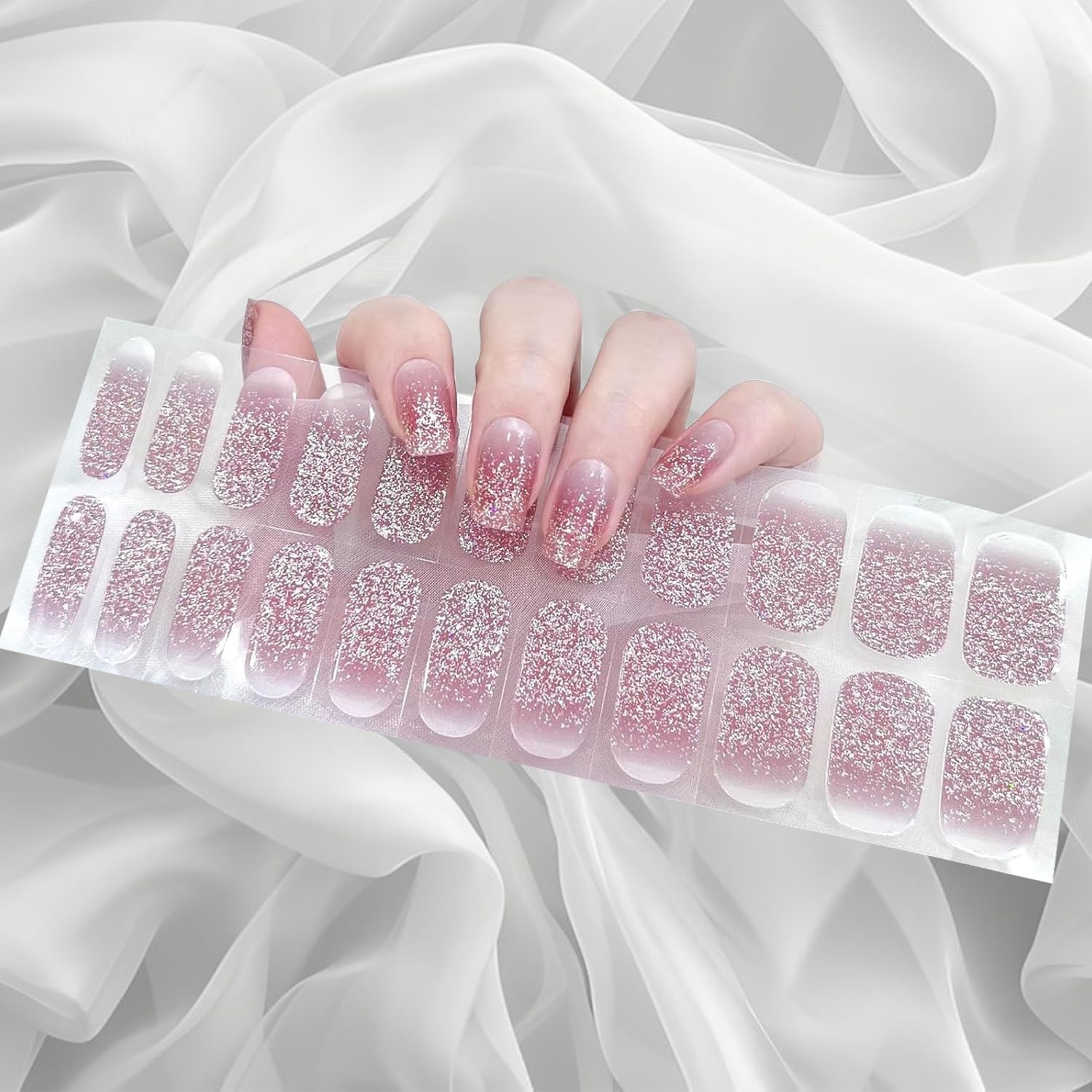 Semi Cured Gel Nails Strips, 22 Pcs Gel Nail Stickers Semi Cured Nail ...