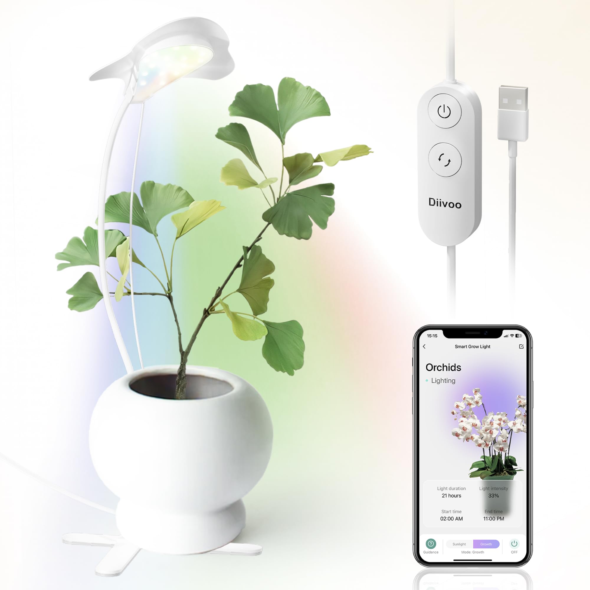 Amazon.com: Diivoo Smart Grow Lights for Indoor Plants, Bluetooth Full ...