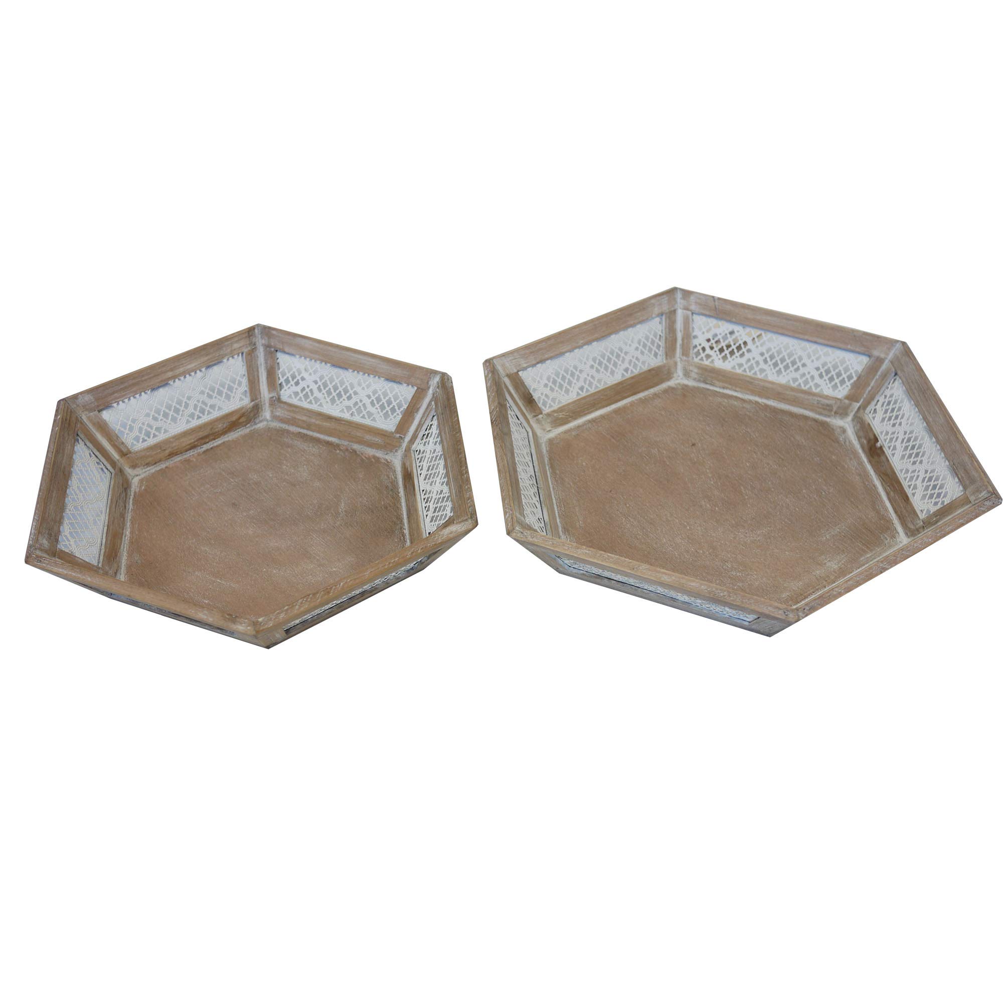 Admired By Nature, Set of 2 Hexagon Serving Tray Decorative Tray ...