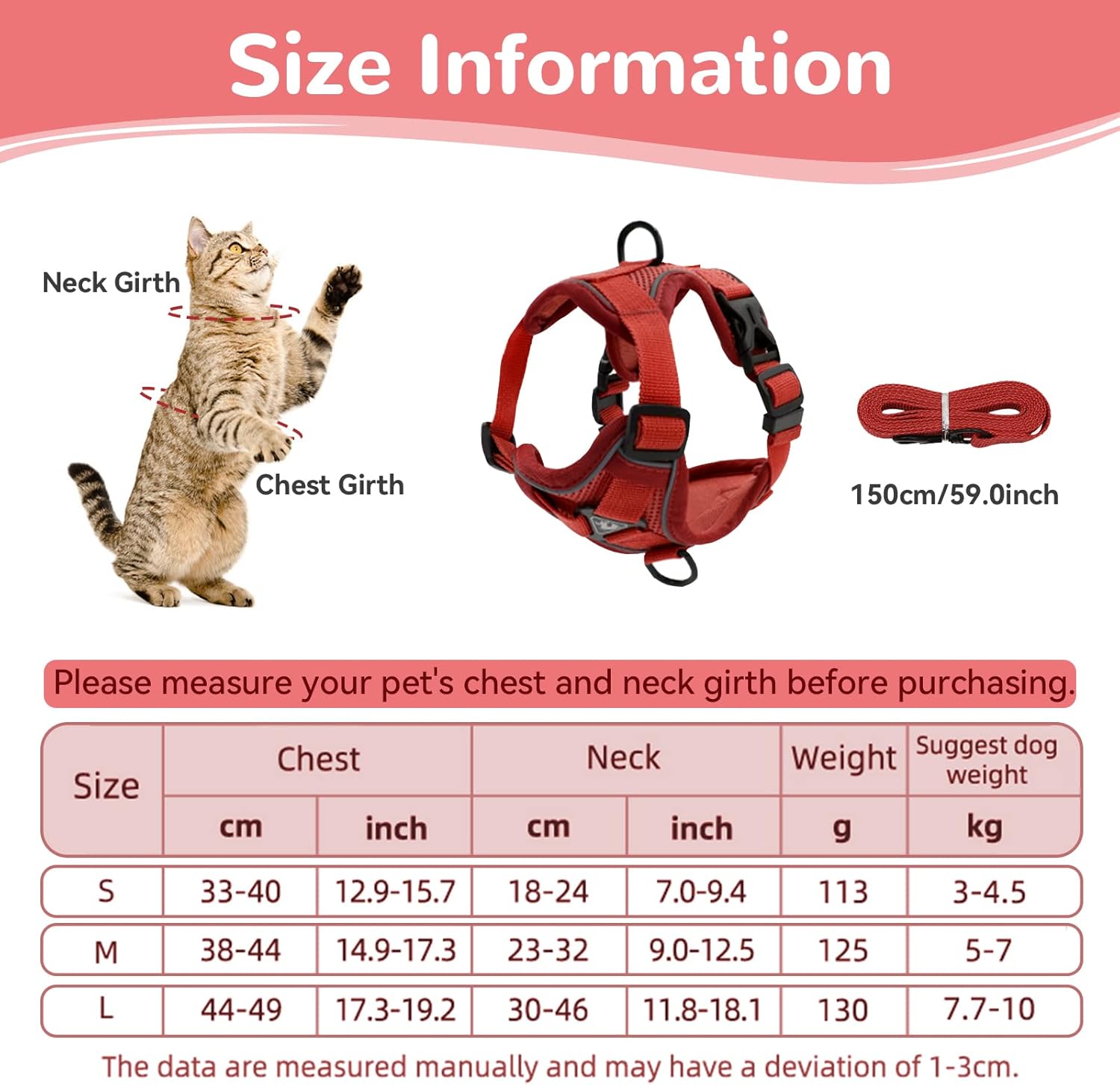 Cat Harness and Lead Set, Adjustable Kitten Harness and Lead Set with ...