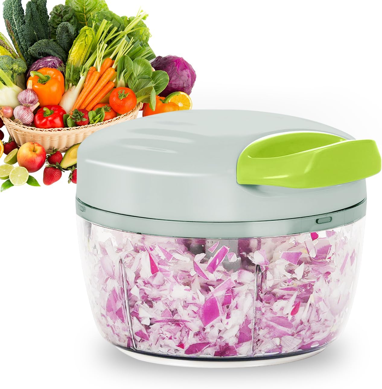 Amazon.com: DOSMAMZ Hand Pull String Vegetable Chopper Food Processor ...