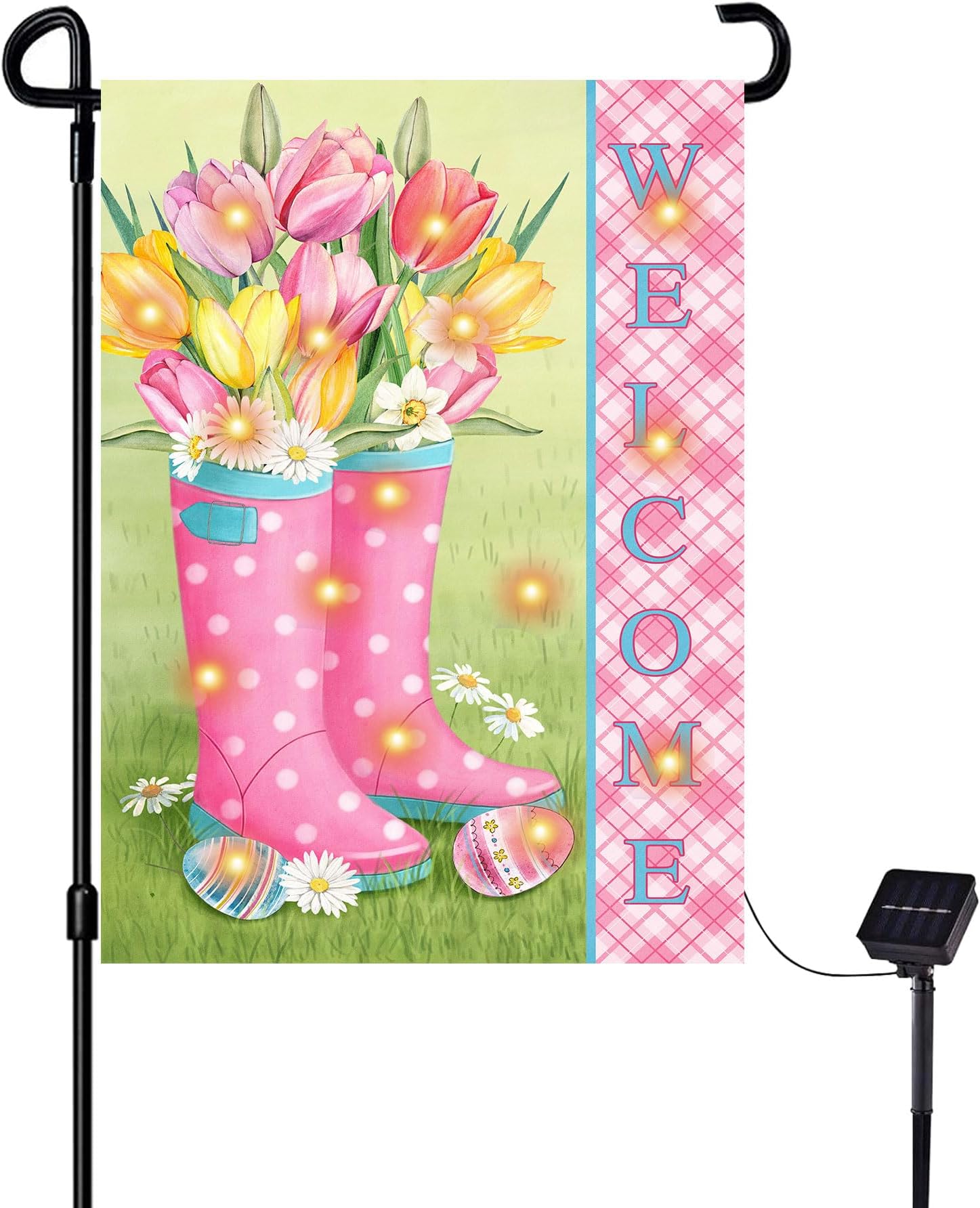 Amazon.com : Spring Garden Flag,8 Lighting Modes Solar LED Hello Spring ...