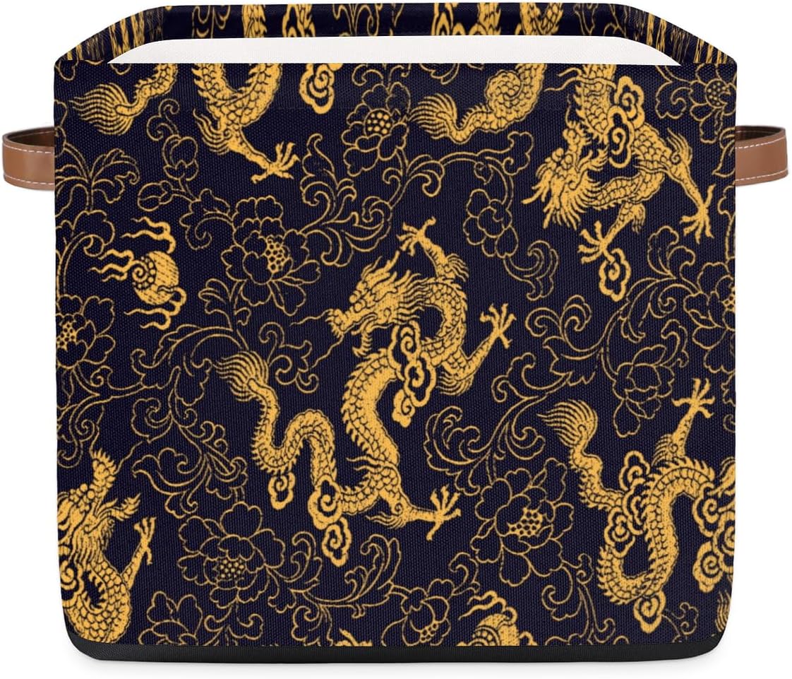 Amazon.com: 13x13x13 Storage Cube Bins Chinese Vintage Dragon Storage ...