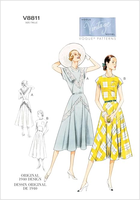 Amazon.com: VOGUE PATTERNS V8811 Misses Dress and Belt, Size AX5 (4-6-8 ...