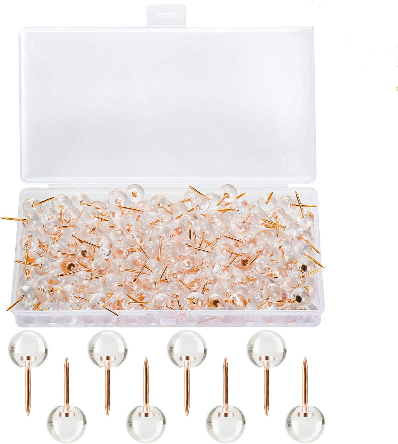 Amazon.com : Batino 1 Box/100PCS Push Pins Transparent Round Ball Head ...