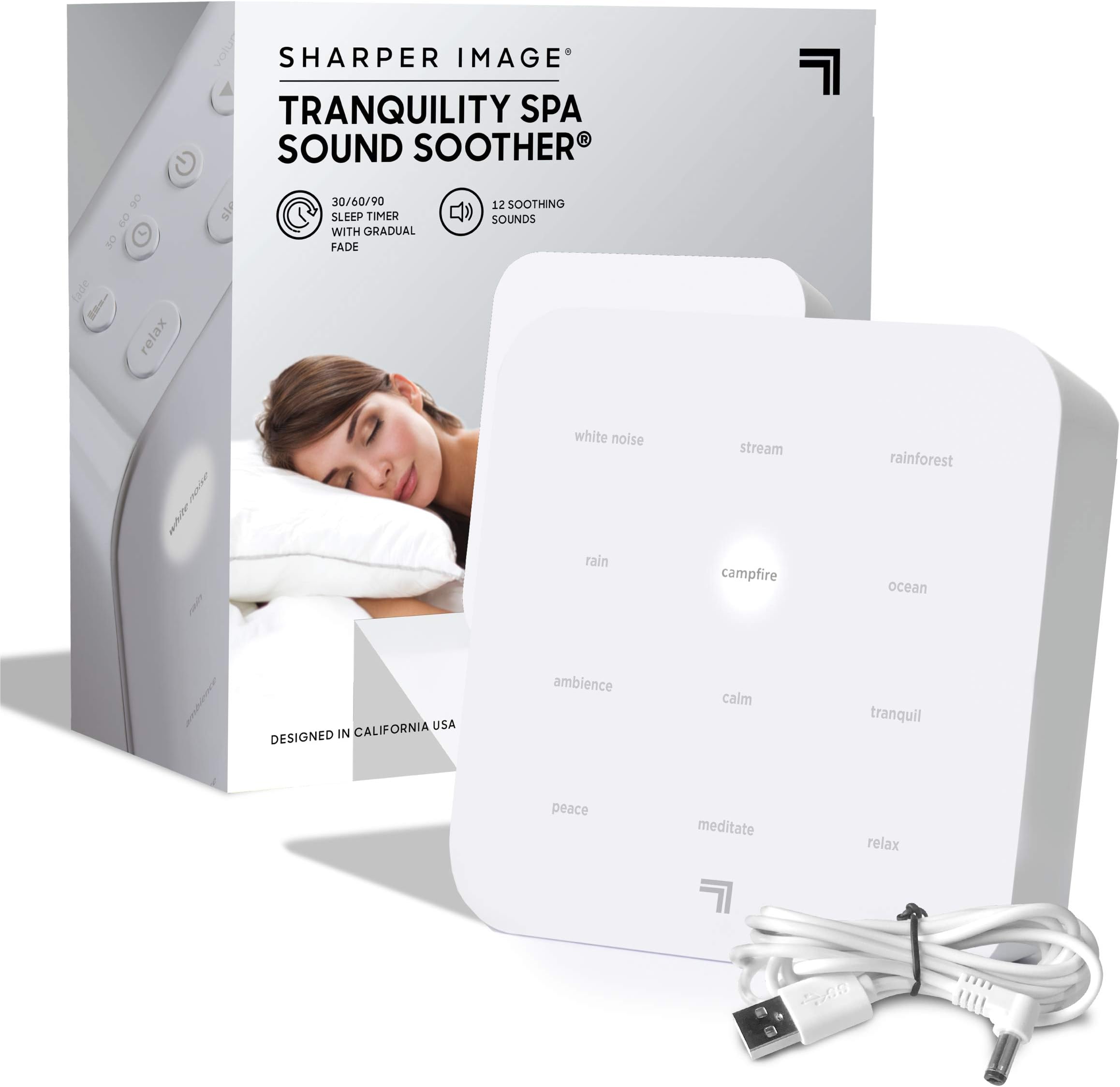 Amazon.com: Sharper Image Tranquility Spa White Noise Sound Machine, 12 ...